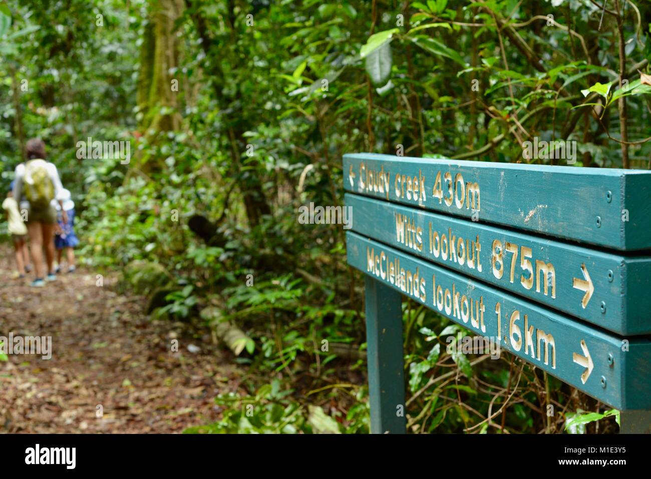 Signs marking the track, Paluma range national park, Queensland ...