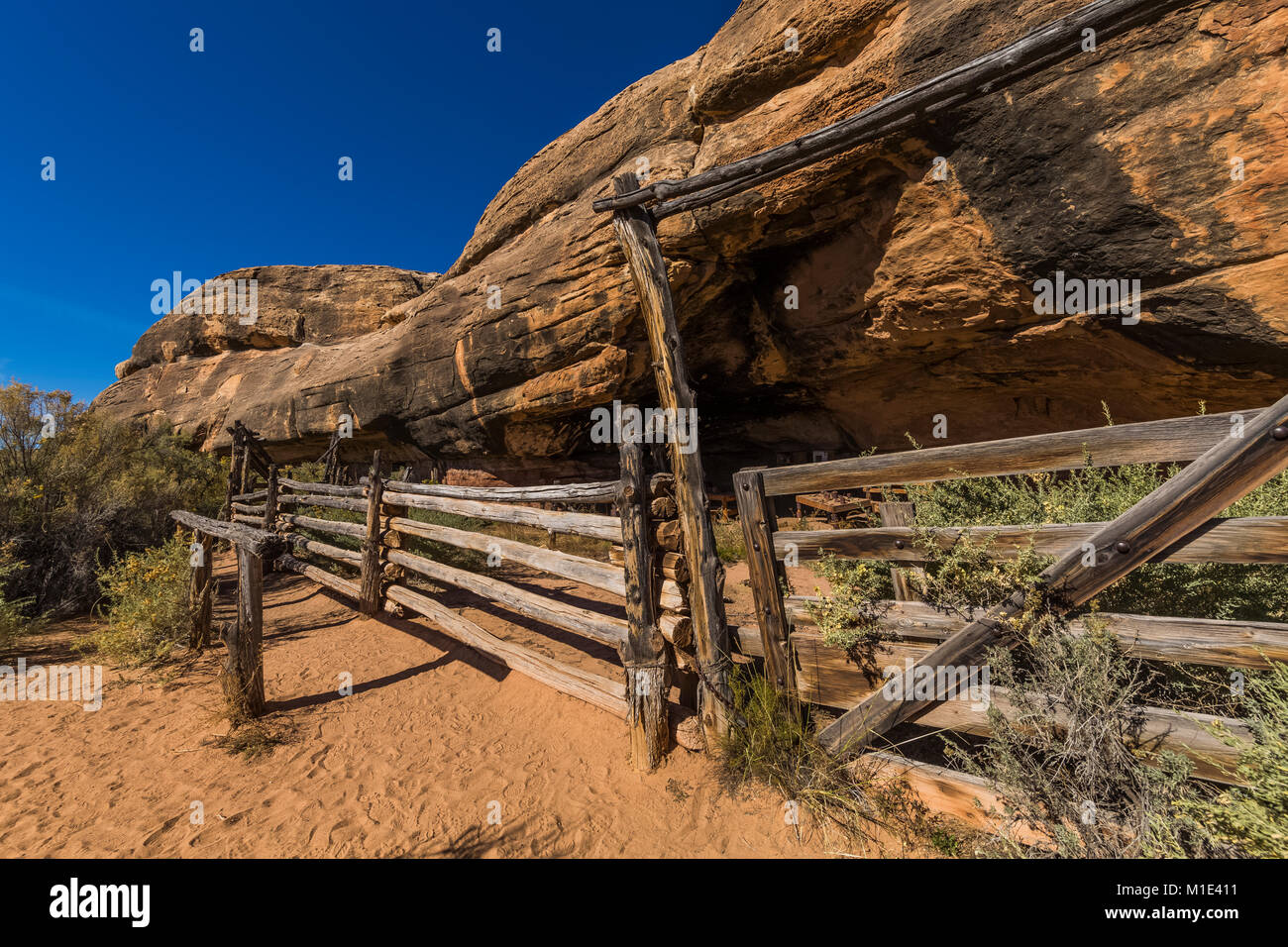 Gate and fence for old cowboy camp, used until 1975, along the Cave ...