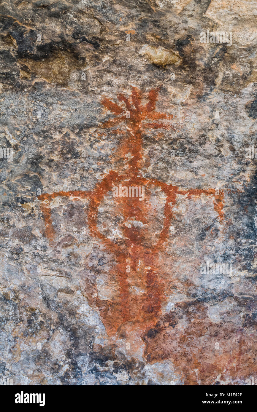 Pictograph of a human figure done in red pigment, created by Ancestral ...