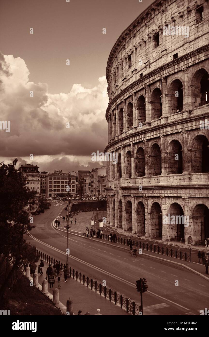Colosseum with street view, the world known landmark and the symbol of ...