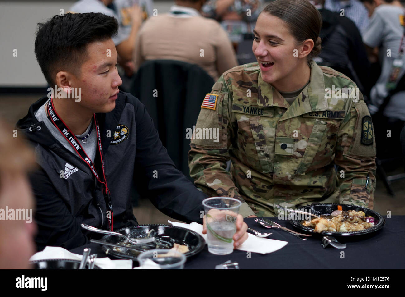 U.S. Army cadet Morgan Yankee, a native of Antioch, Illinois, sits with ...