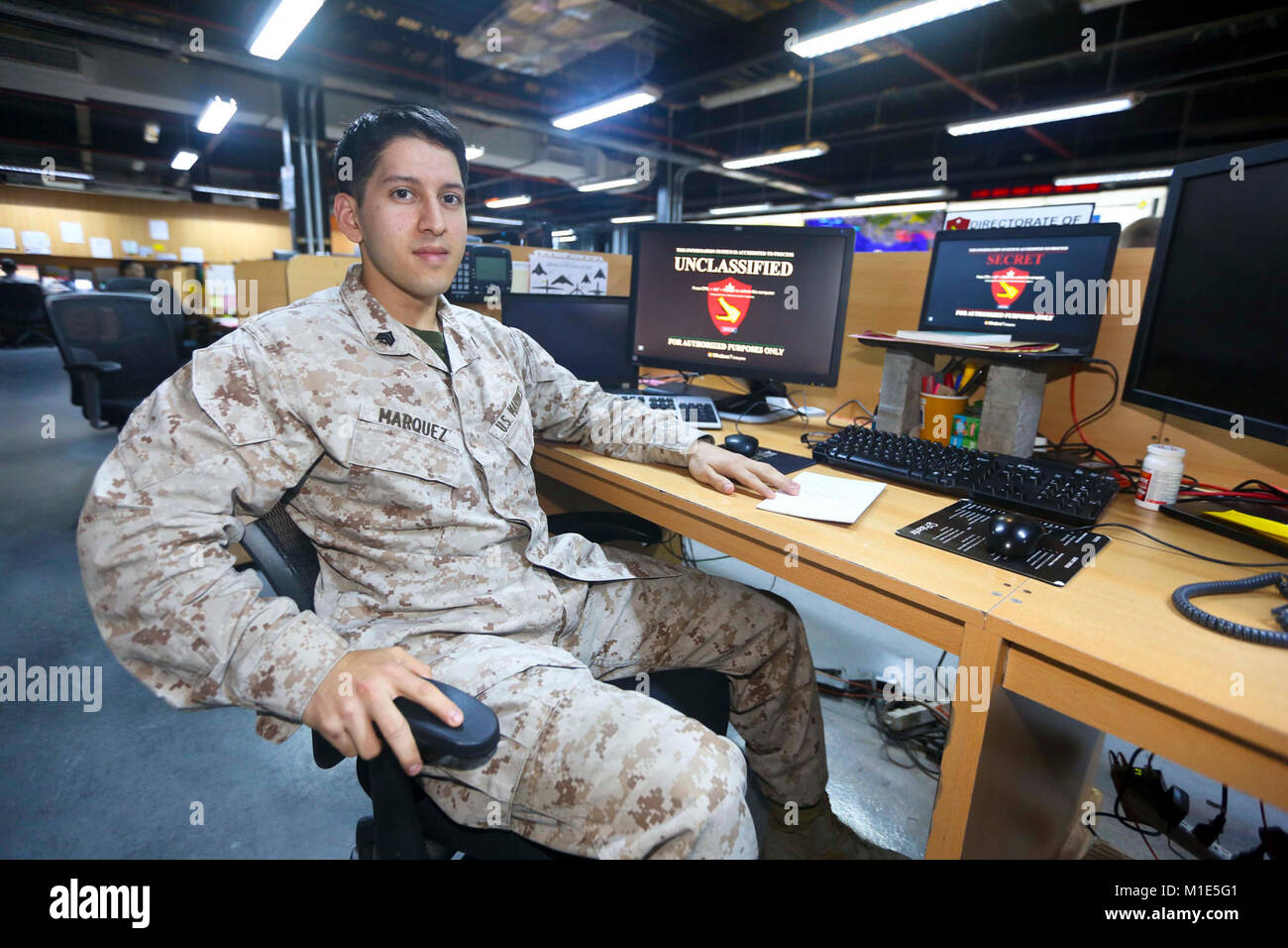 Sgt. Aaron Marquez, an intelligence analyst for Naval Amphibious Force ...