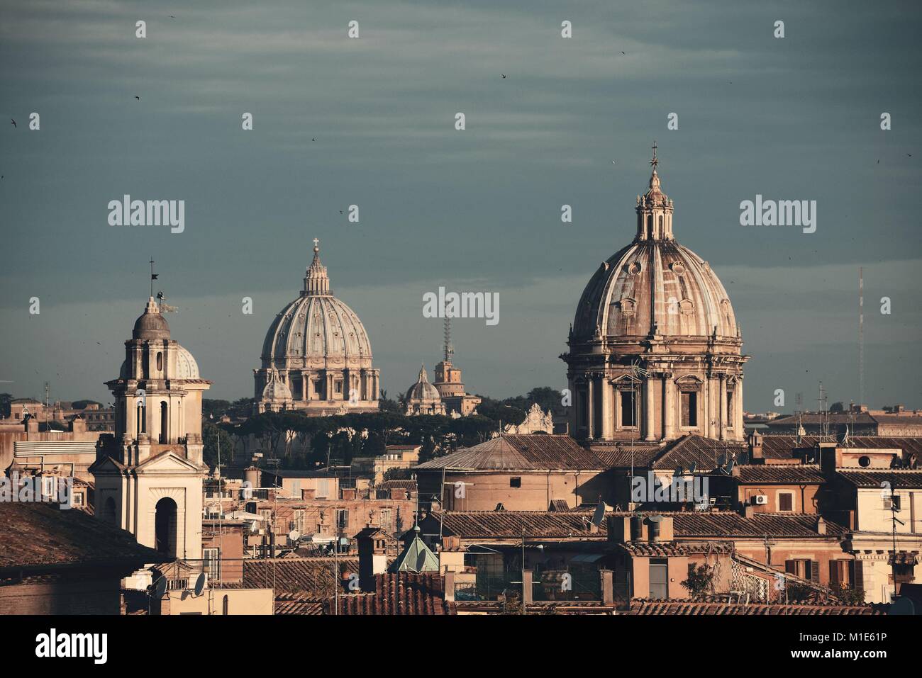 Rooftop view of Rome historical architecture and city skyline. Italy ...