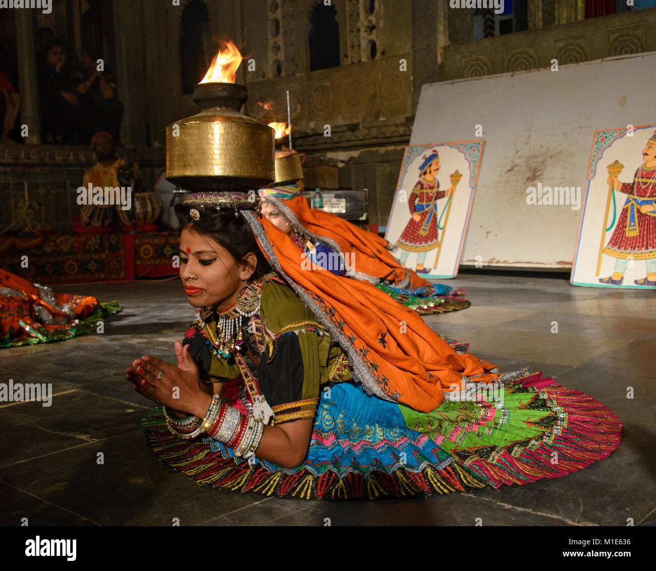 Women performing the traditional Gujjar chari dance, Udaipur, Rajasthan ...