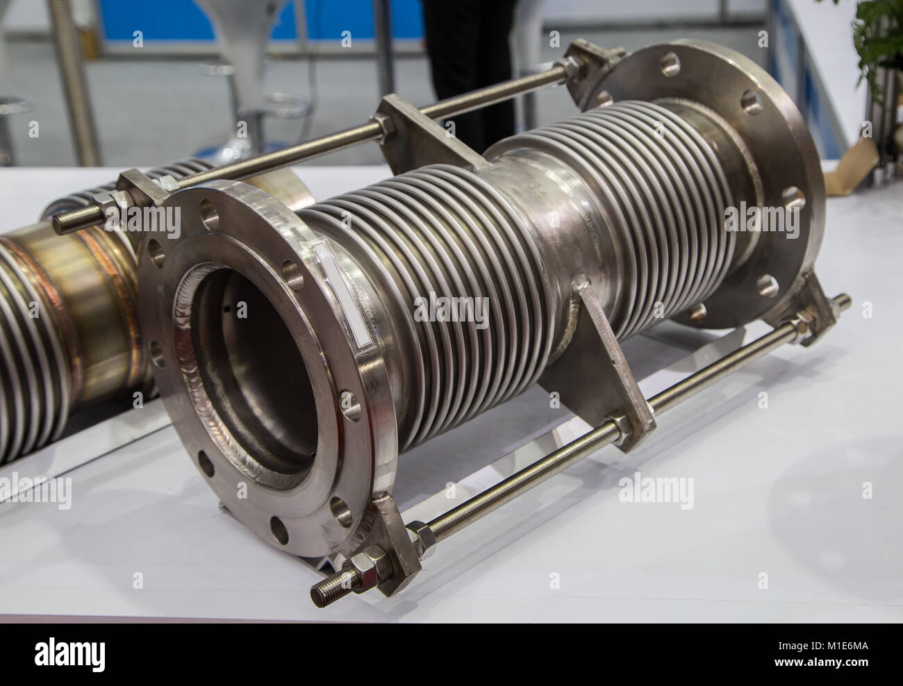 Flexible expansion joint stainless steel flange connection Stock Photo ...