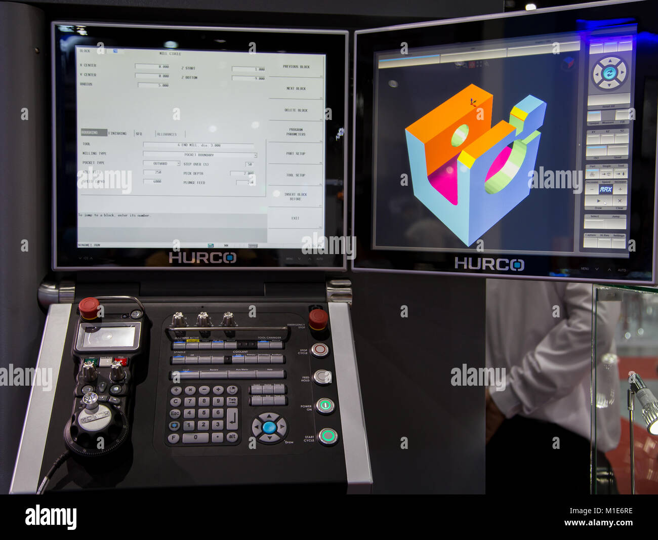 Bangkok, Thailand - November 22, 2017: Monitor and control panel of CNC ...