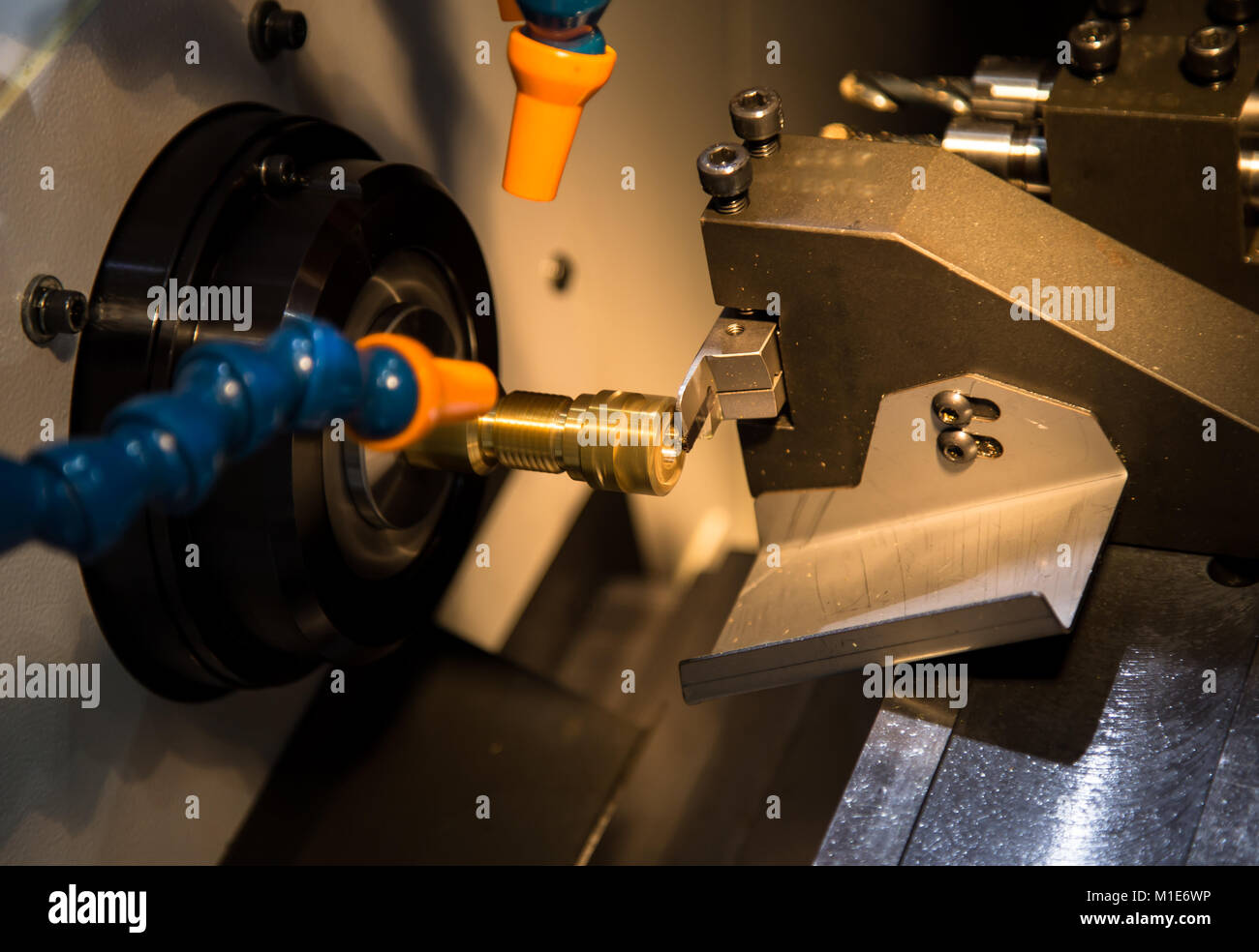 Thread cutting on CNC lathing machine Stock Photo - Alamy