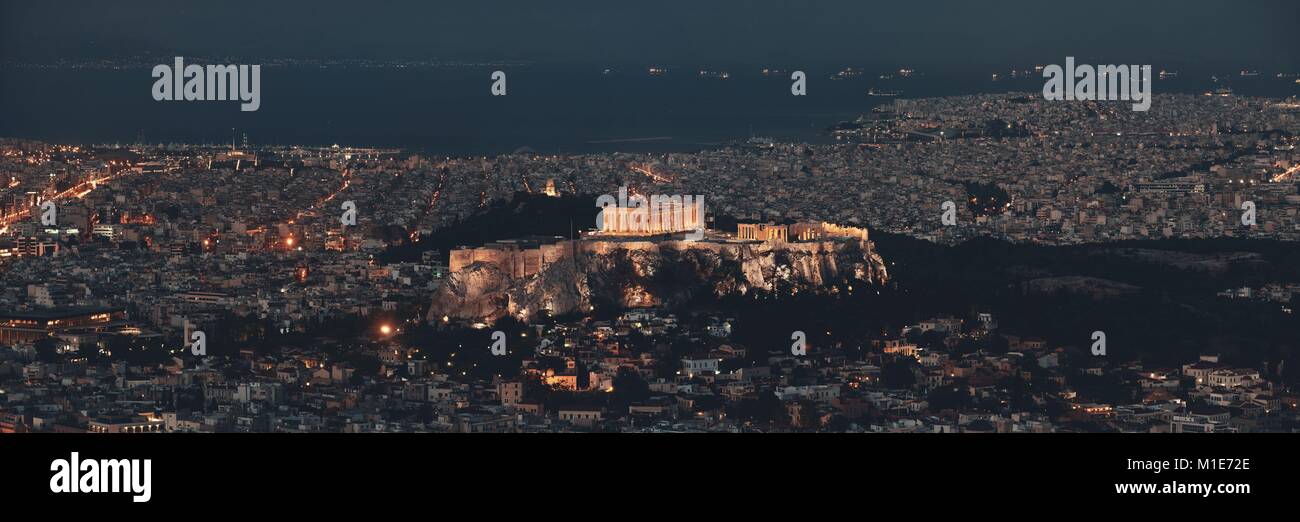 Athens skyline panorama viewed from Mt Lykavitos with Acropolis, Greece Stock Photo - Alamy
