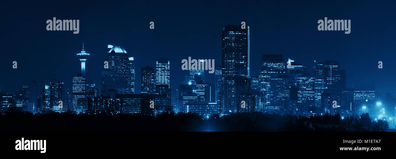 Calgary downtown panorama at night in Alberta, Canada Stock Photo - Alamy