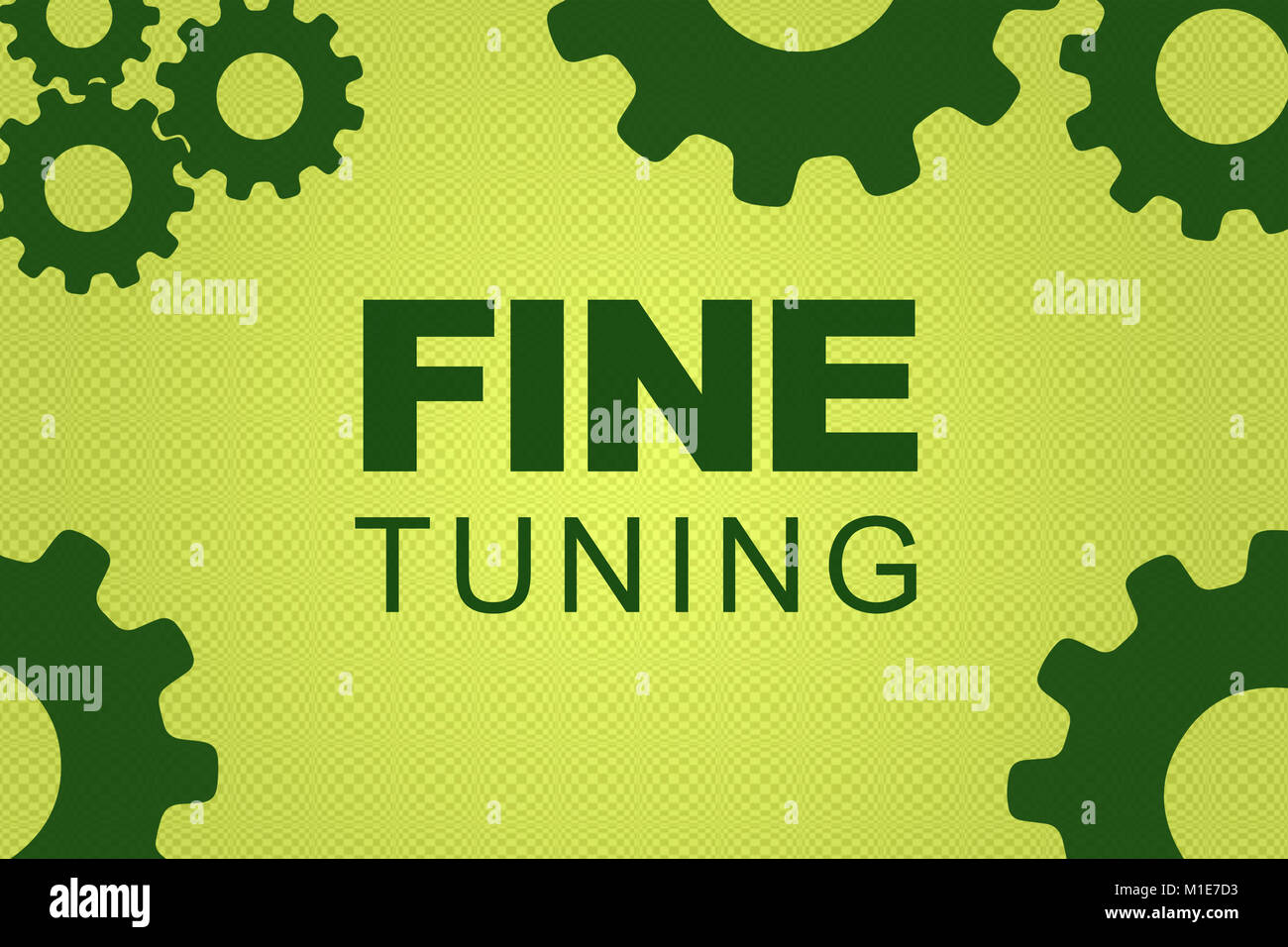 FINE TUNING sign concept illustration with green gear wheel figures on ...