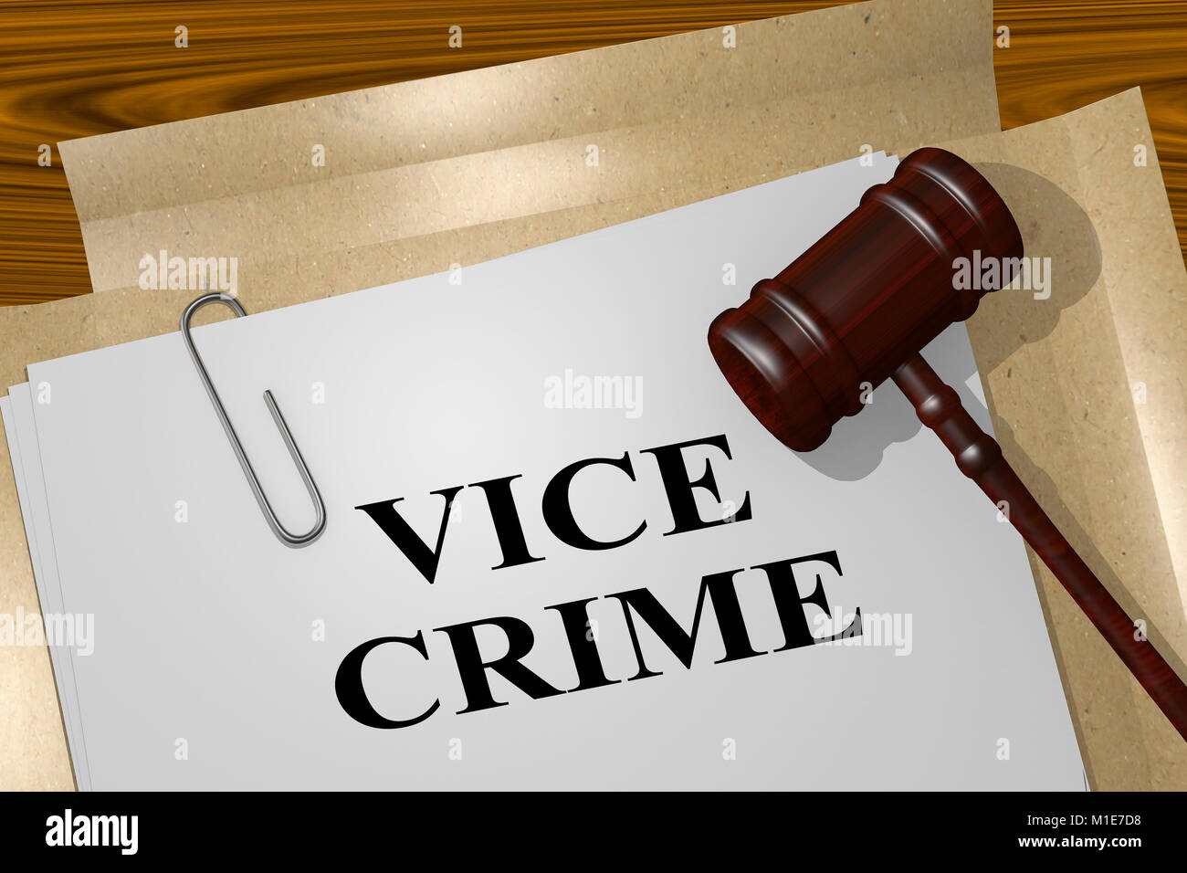 3D illustration of VICE CRIME title on legal document Stock Photo - Alamy