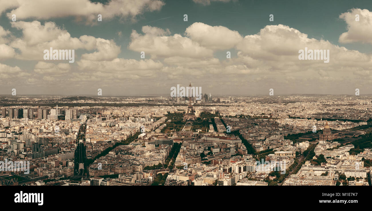 Paris rooftop view panorama with Eiffel Tower and city skyline Stock ...