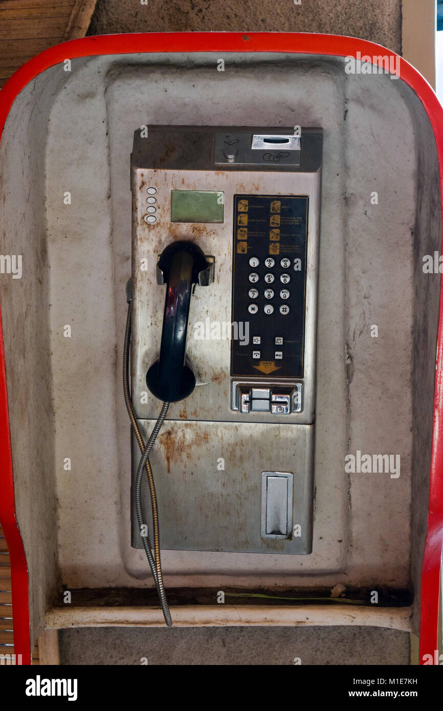 Seychelles, Mahe. Old telephone booth in the Victoria's market Stock ...
