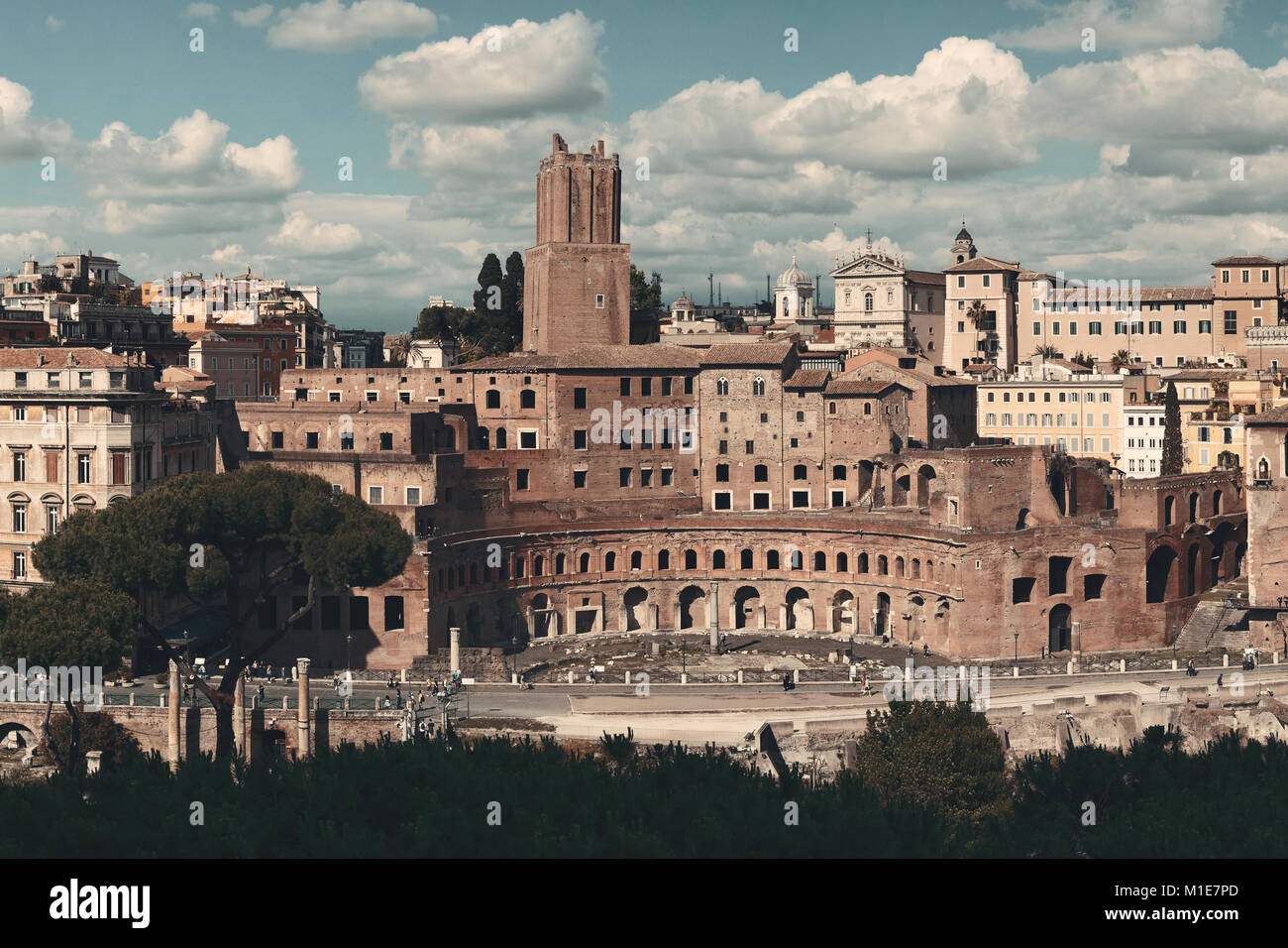 Rome rooftop view with ancient architecture in Italy Stock Photo - Alamy