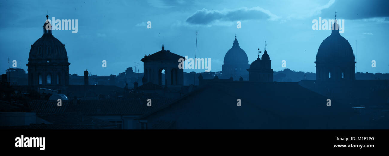 Rome rooftop view at sunset panorama with ancient architecture in Italy ...