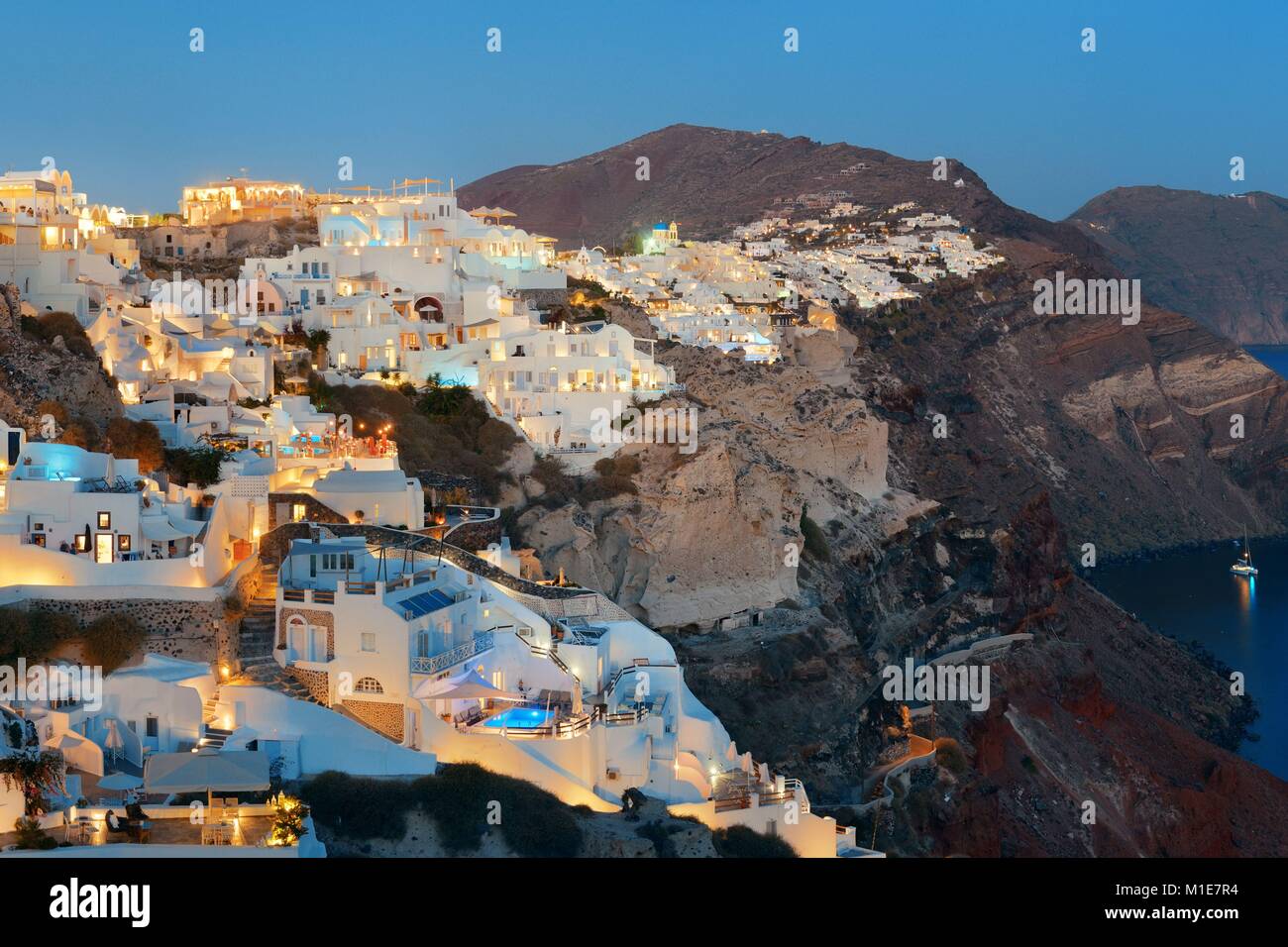 Santorini skyline with buildings in Greece Stock Photo - Alamy