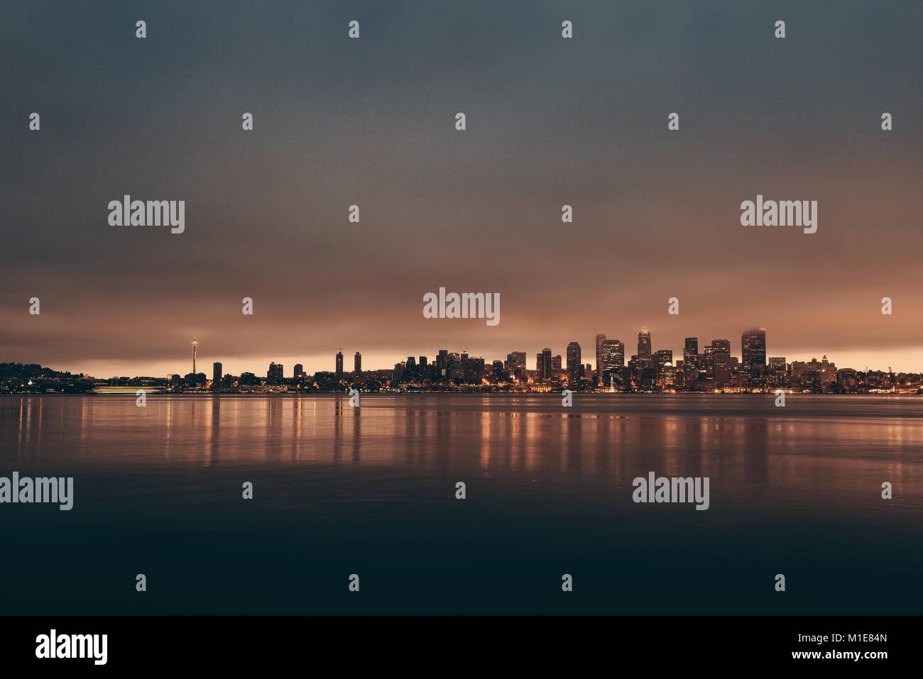 Seattle city skyline view over sea with urban architecture Stock Photo ...