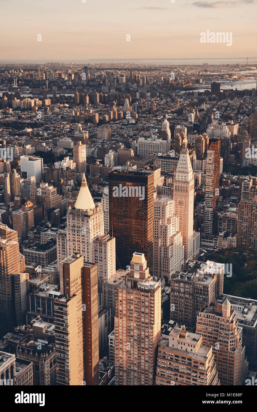 New York City rooftop view with skyscrapers and urban cityscape Stock ...