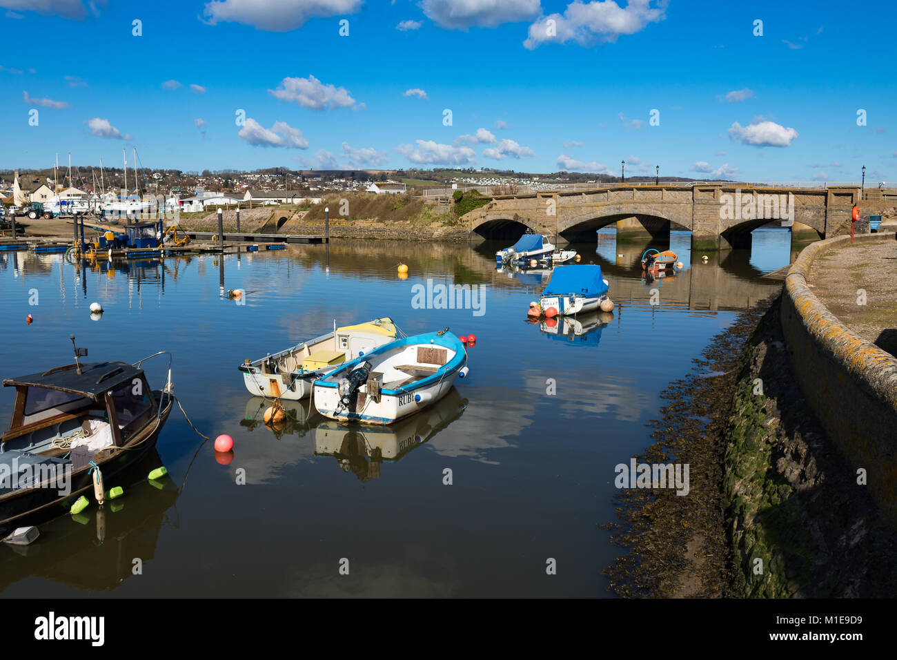 England Devon Seaton March 31, 2016 Bridge over the mouth of the river ...