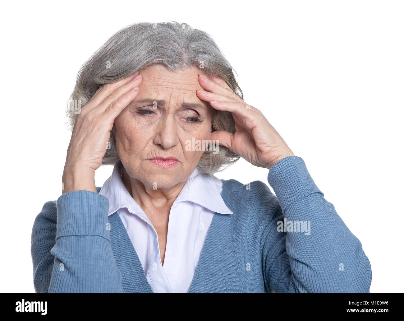 Sad senior woman isolated Stock Photo - Alamy