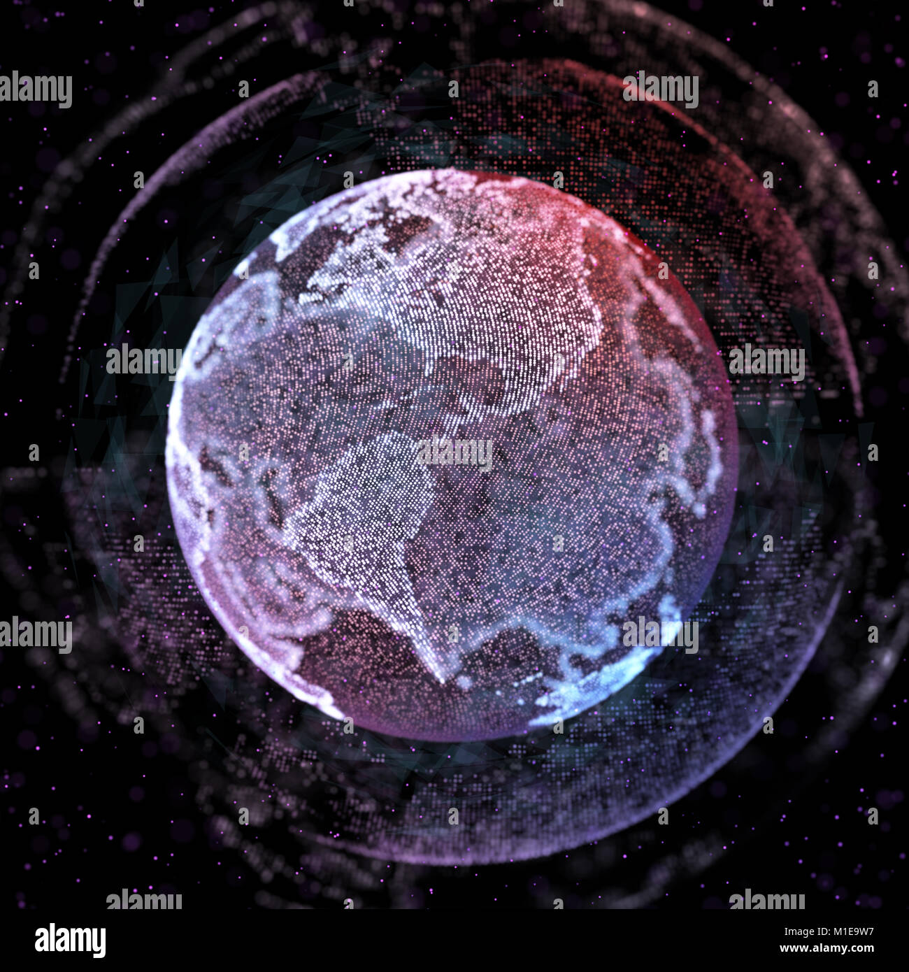 3d illustration of detailed virtual planet Earth. Technological digital ...