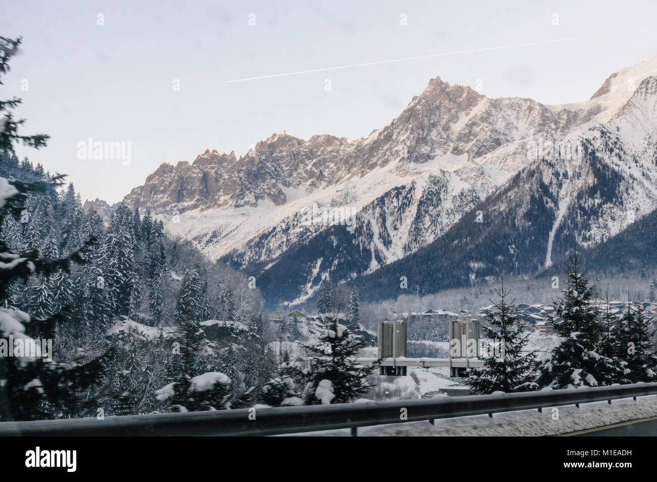 Snowy Chamonix de Mont Blanc on a Christmas Day Stock Photo - Alamy
