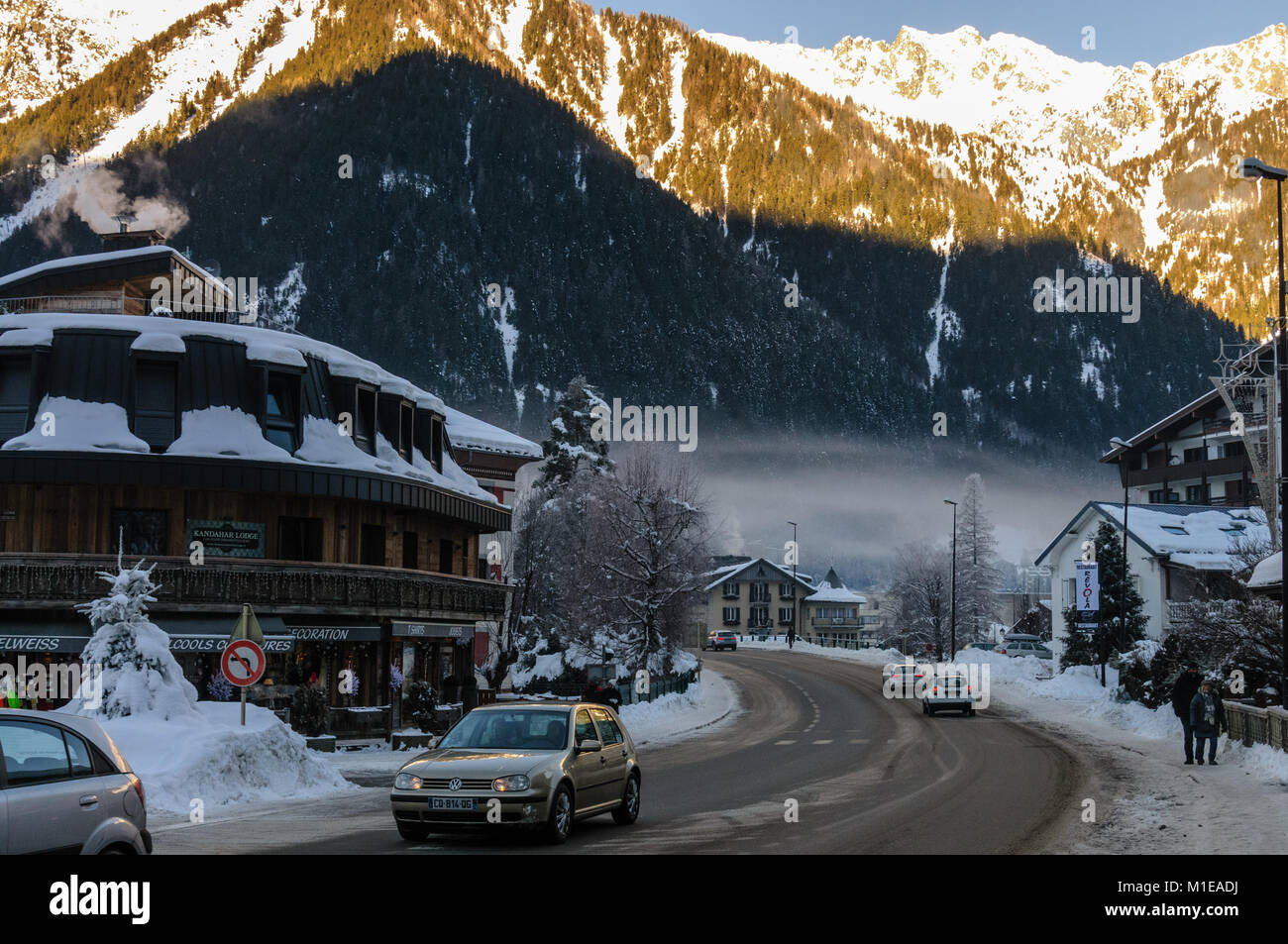 Snowy Chamonix de Mont Blanc on a Christmas Day Stock Photo - Alamy