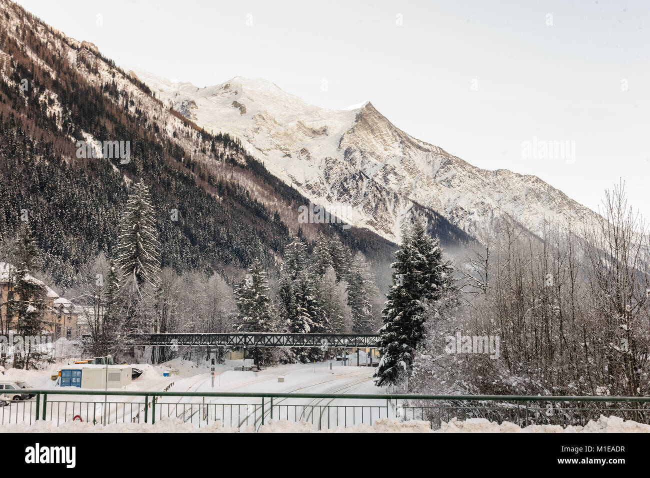 Snowy Chamonix de Mont Blanc on a Christmas Day Stock Photo - Alamy
