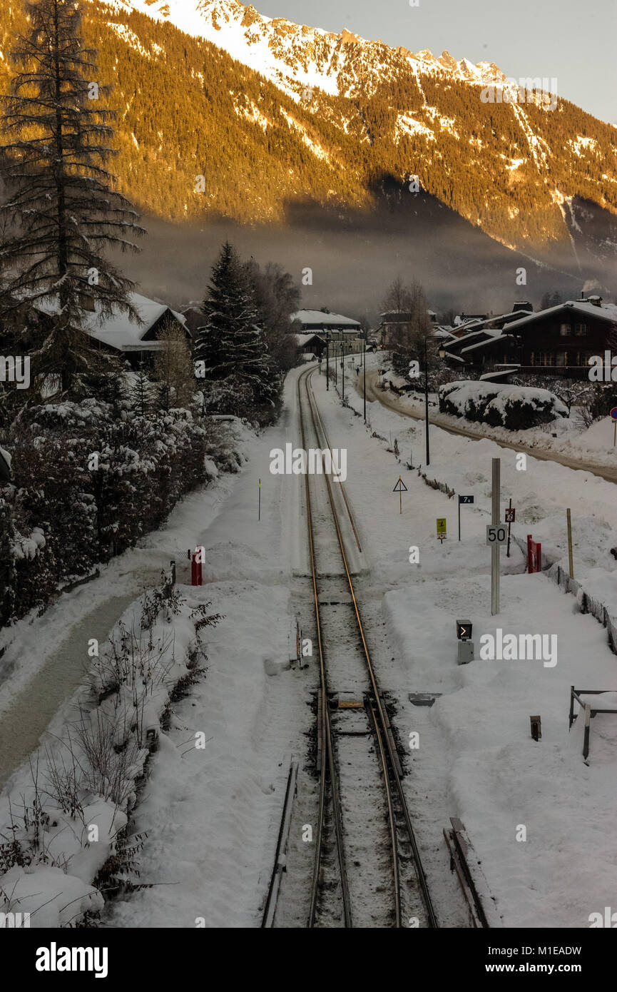 Snowy Chamonix de Mont Blanc on a Christmas Day Stock Photo - Alamy