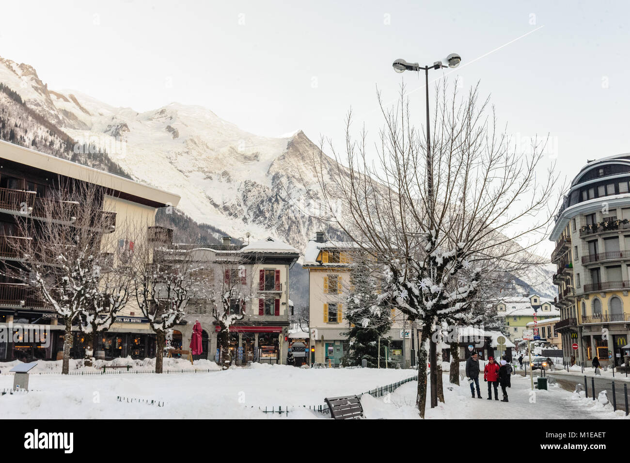 Snowy Chamonix de Mont Blanc on a Christmas Day Stock Photo - Alamy