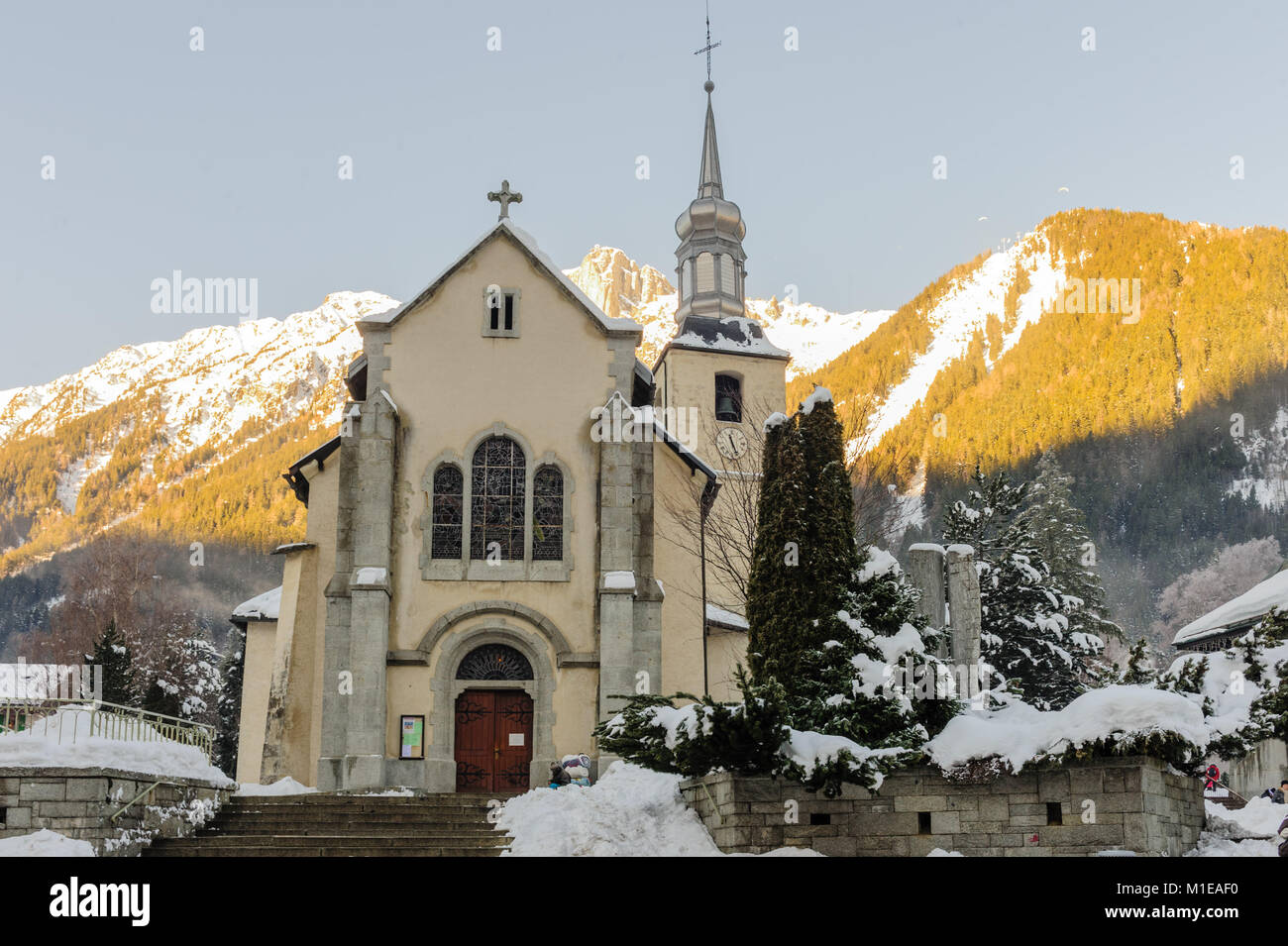 Snowy Chamonix de Mont Blanc on a Christmas Day Stock Photo - Alamy