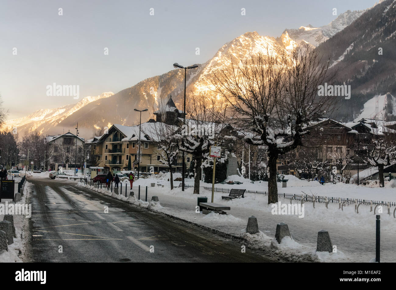 Snowy Chamonix de Mont Blanc on a Christmas Day Stock Photo - Alamy