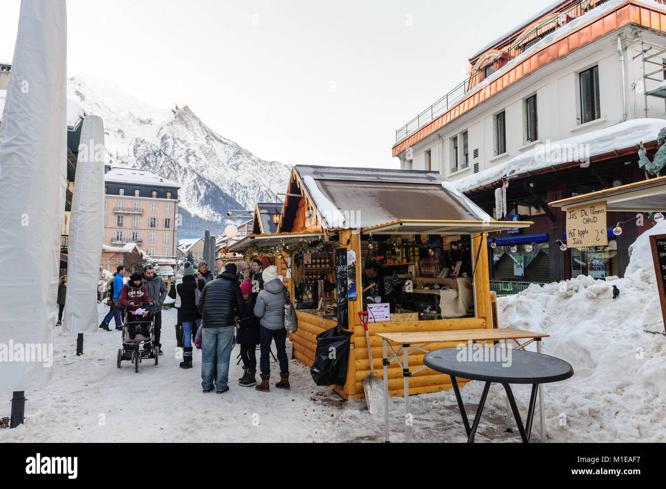 Snowy Chamonix de Mont Blanc on a Christmas Day Stock Photo - Alamy
