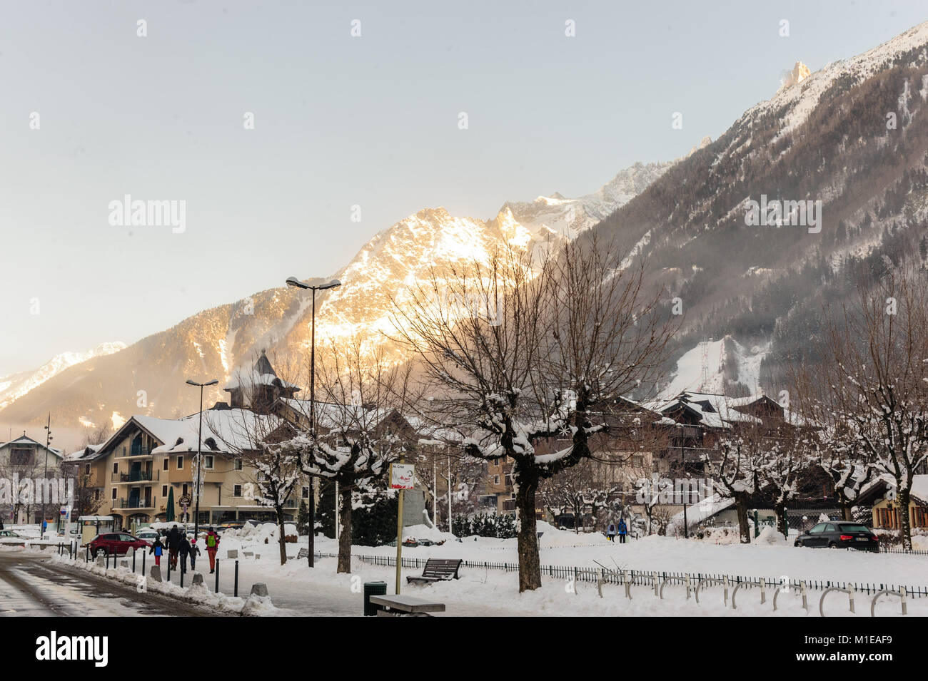 Snowy Chamonix de Mont Blanc on a Christmas Day Stock Photo - Alamy