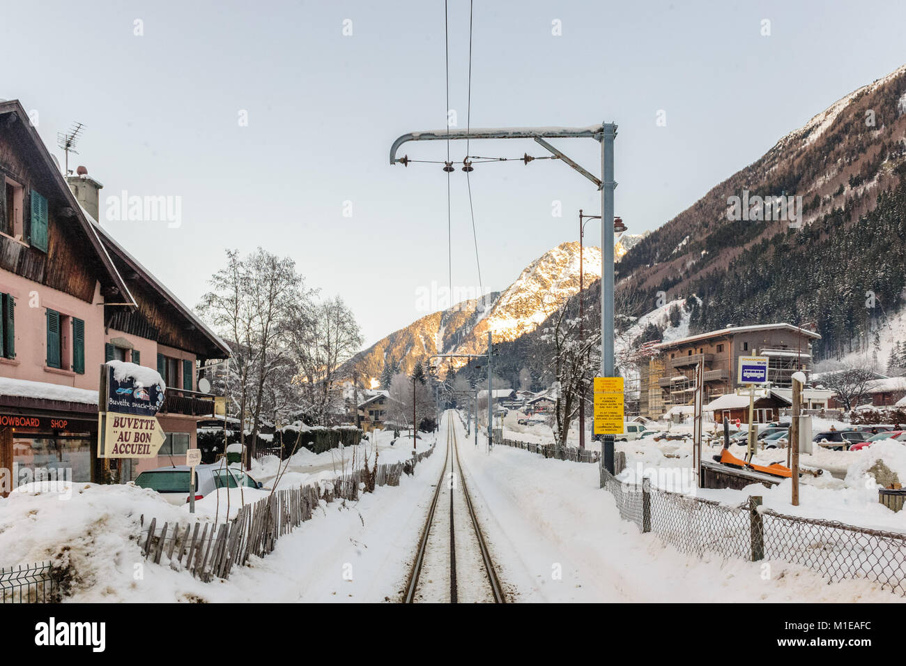 Snowy Chamonix de Mont Blanc on a Christmas Day Stock Photo - Alamy