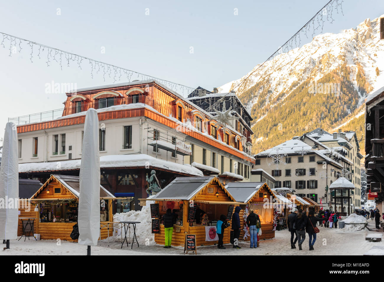 Snowy Chamonix de Mont Blanc on a Christmas Day Stock Photo - Alamy