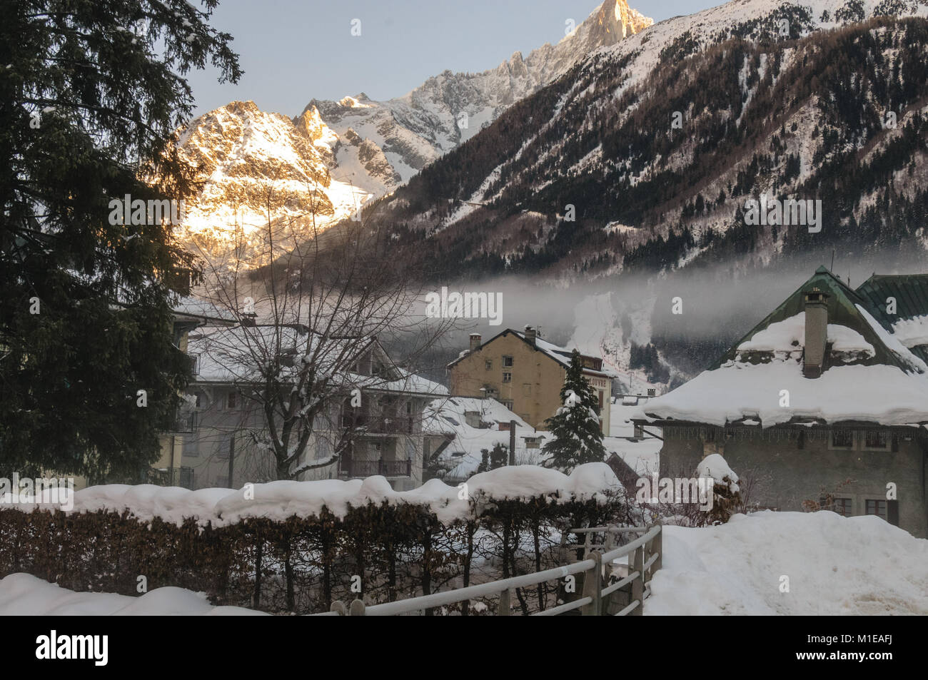 Snowy Chamonix de Mont Blanc on a Christmas Day Stock Photo - Alamy