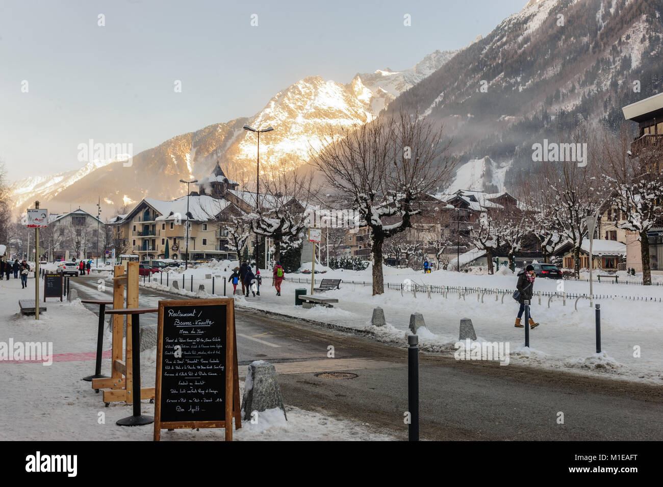 Snowy Chamonix de Mont Blanc on a Christmas Day Stock Photo - Alamy