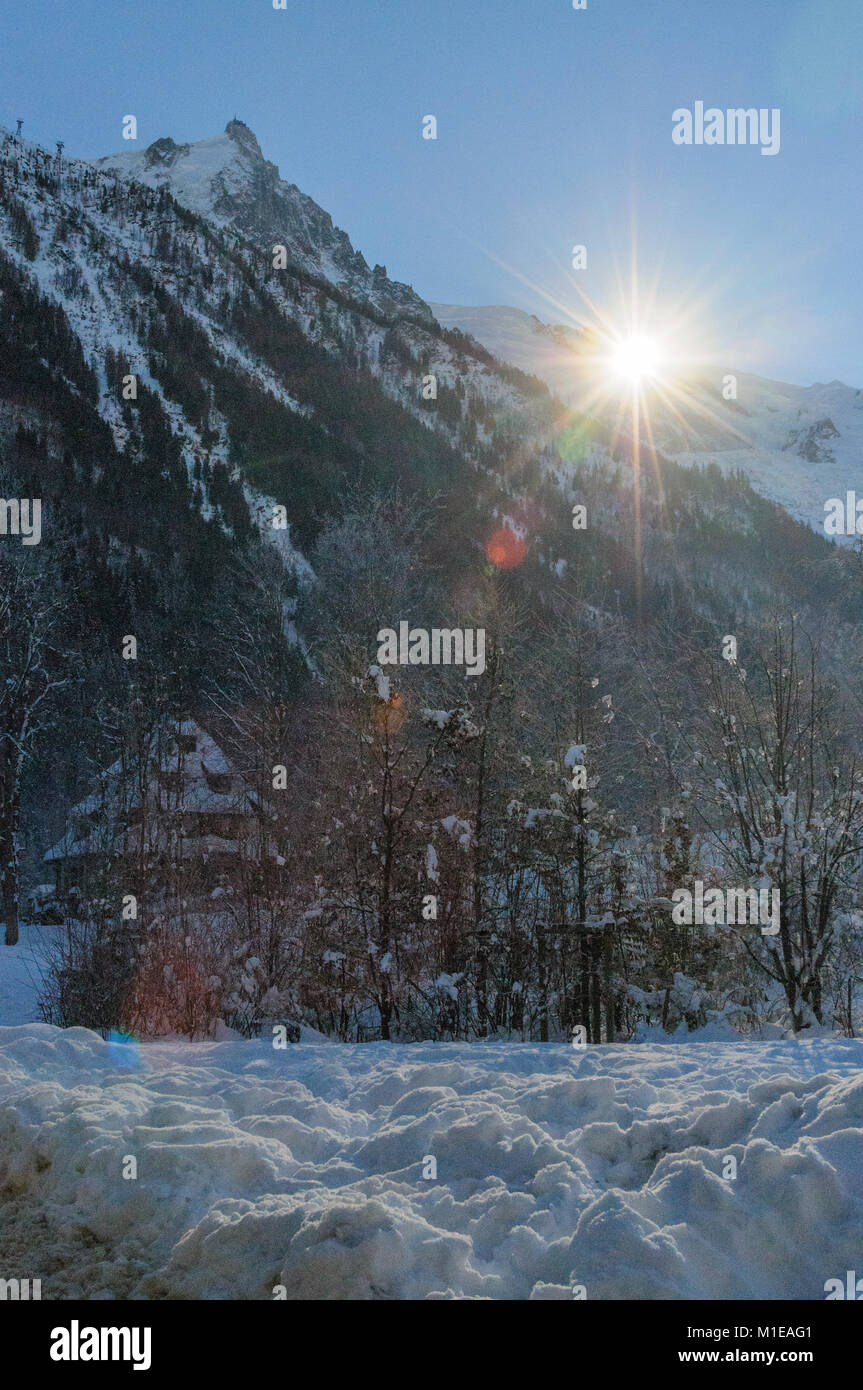 Snowy Chamonix de Mont Blanc on a Christmas Day Stock Photo - Alamy