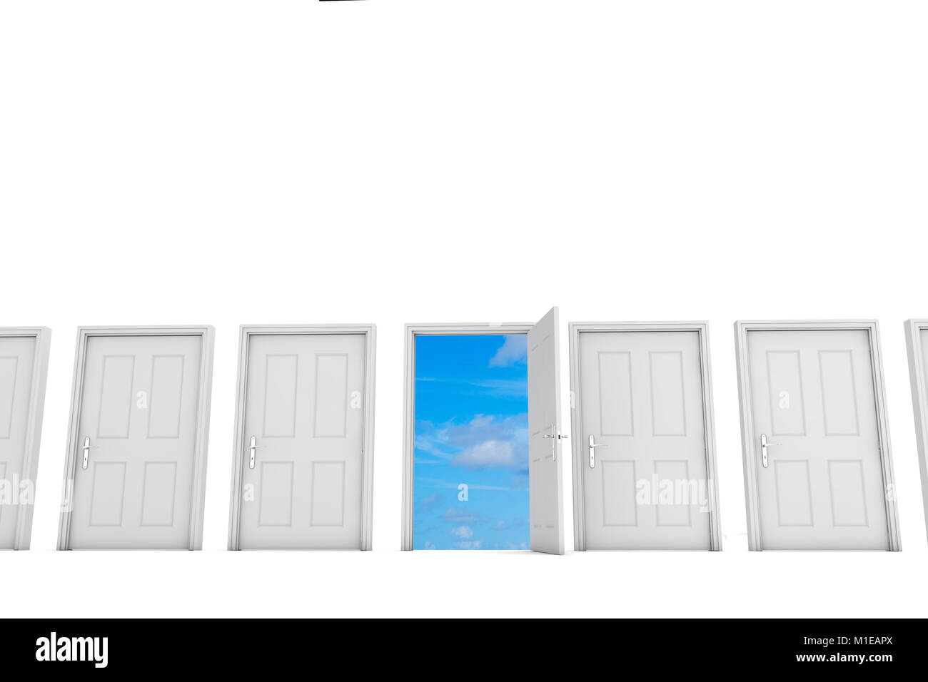 Open door view view to blue sky. 3D Rendering Stock Photo - Alamy