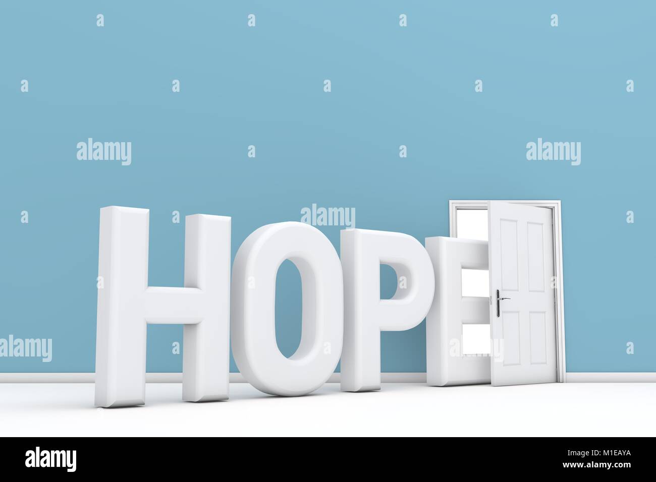 Open door with hope word. Opportunity concept. 3D Rendering Stock Photo ...