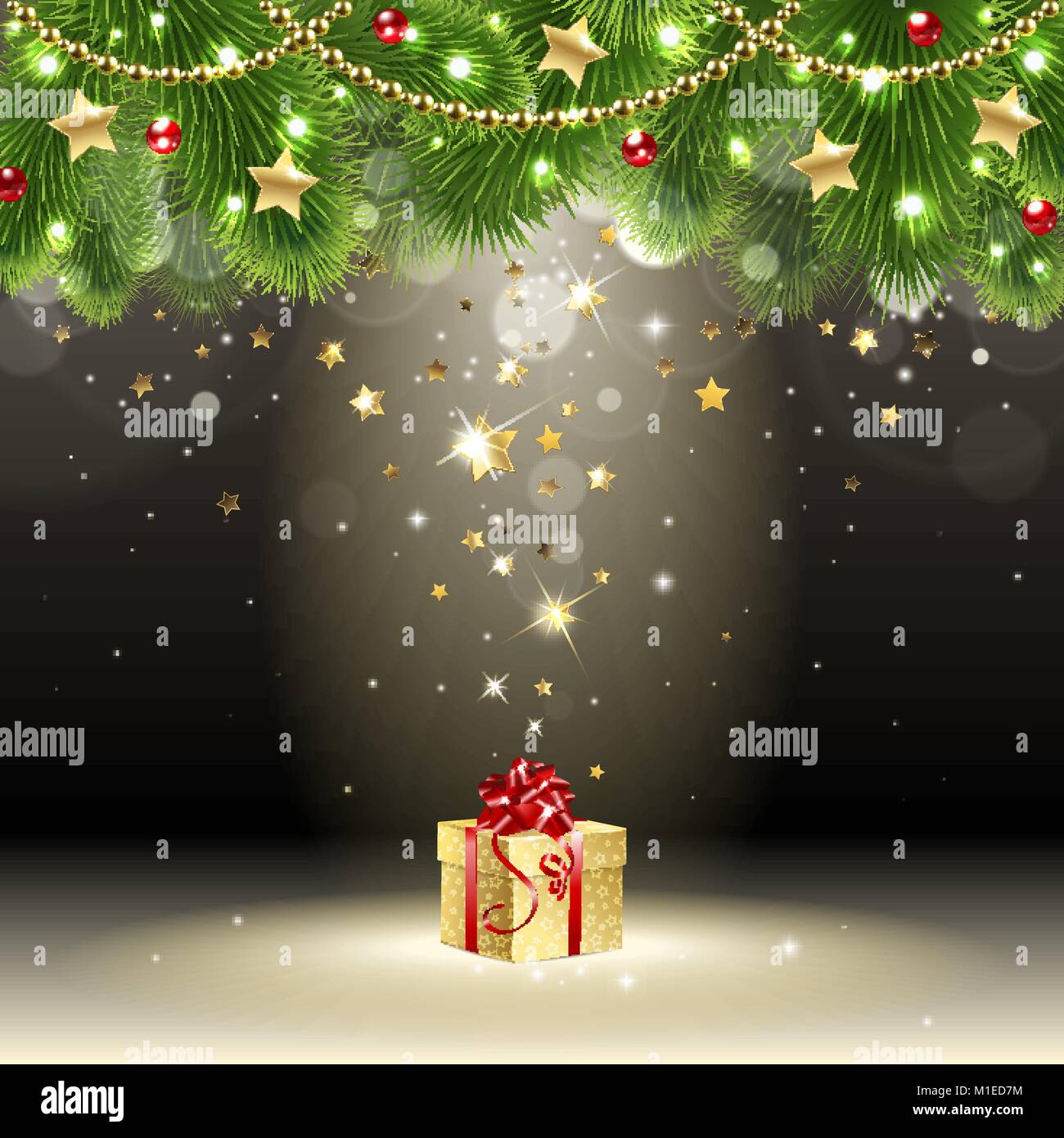 Gold gift box pine Stock Vector Images - Alamy