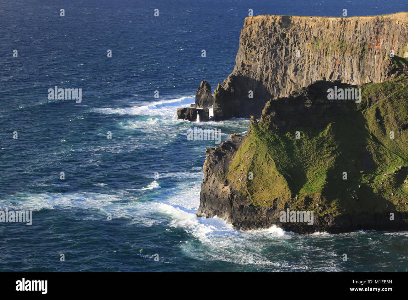 Aerial View of Rugged Cliffs of moher and wild Atlantic way, county ...