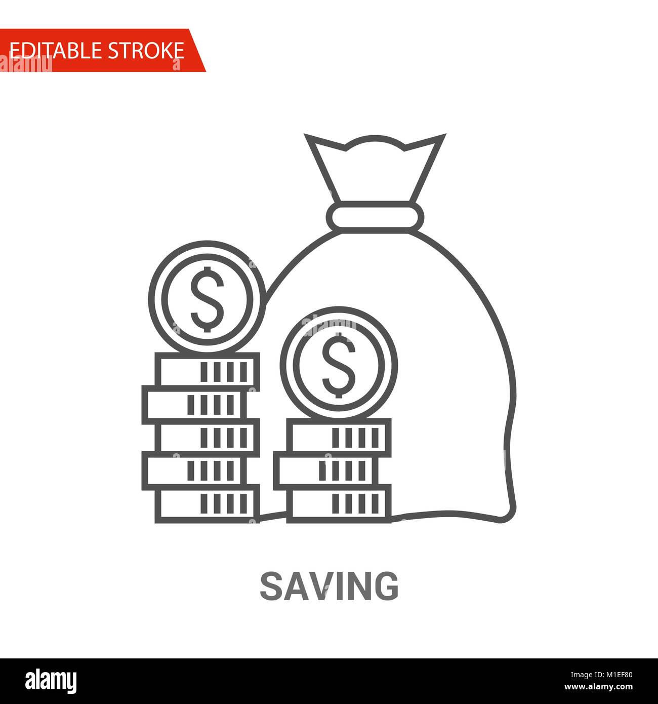 Saving Icon. Thin Line Vector Illustration - Adjust stroke weight ...