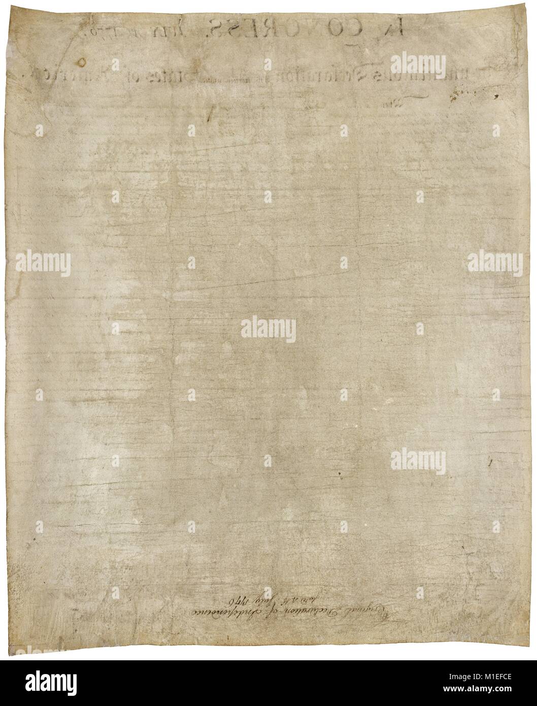 Close up of a document of the Declaration of Independence, the Second ...