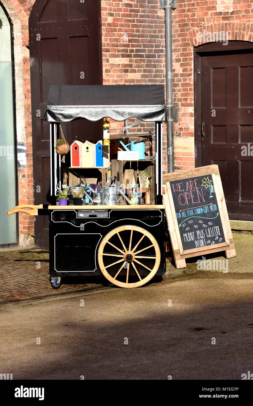 Outdoor product display barrow Wollaton Park Nottingham England UK ...