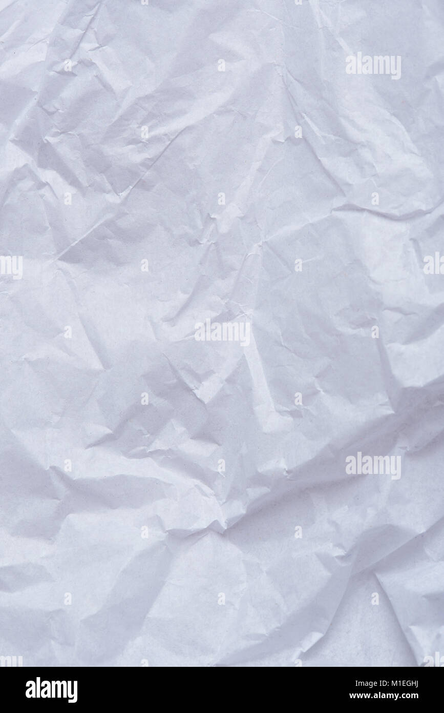 Crumpled white paper page texture close-up. Grunge wrinkled rough paper ...