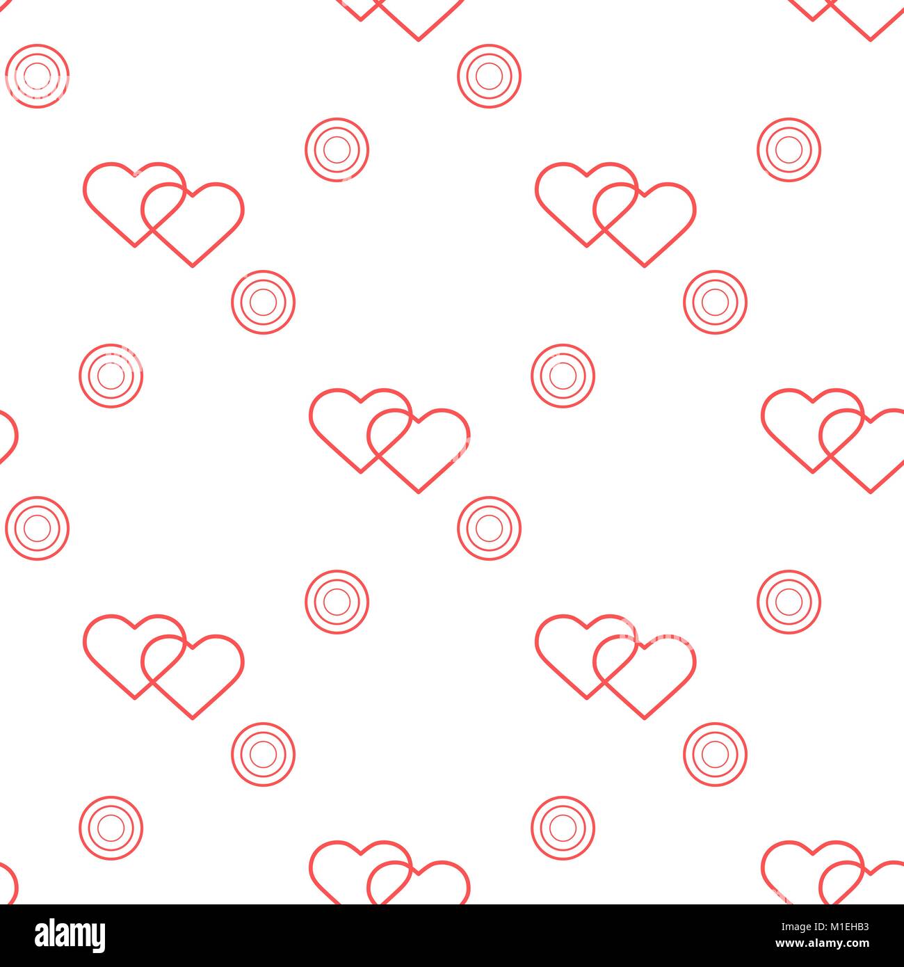 Seamless pattern with hearts and circles. Love theme. Design for banner ...