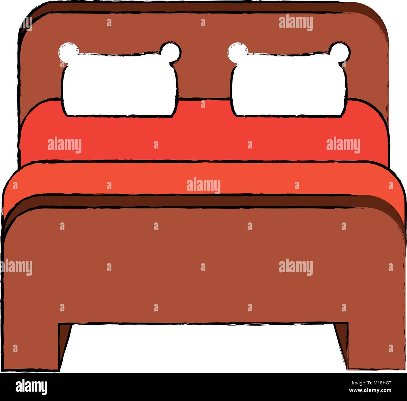 Bed with pillows Stock Vector Image & Art - Alamy