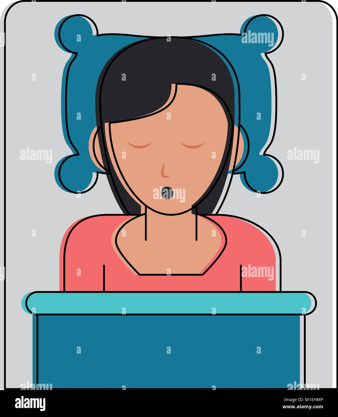 Woman sleeping in bed Stock Vector Image & Art - Alamy